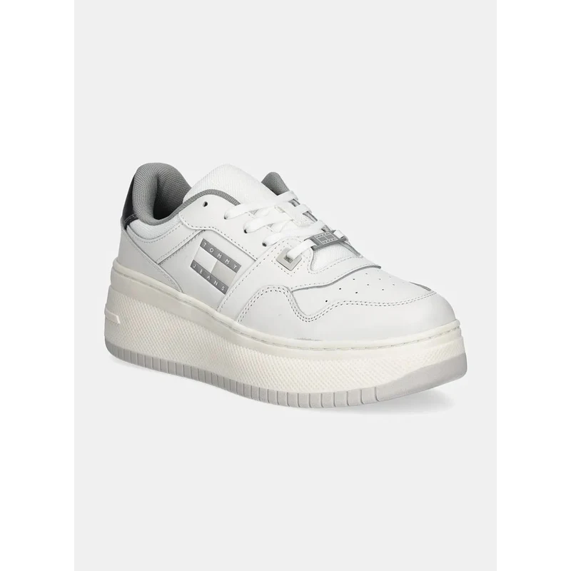 Superge Tommy Jeans TJW RETRO BASKET FLATFORM METAL bela barva ...